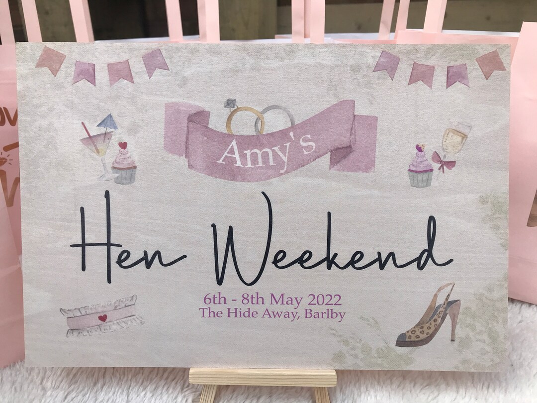 Hen Party Welcome Sign and Easel| Stag Do | Welcome Sign| Hen Party ...