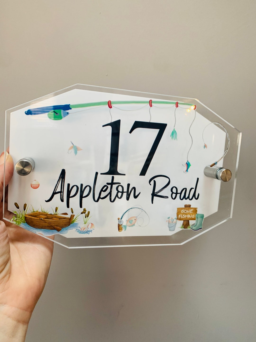 Fishing Door Number, New Home Gift, Moving House, Sign, House Number ...