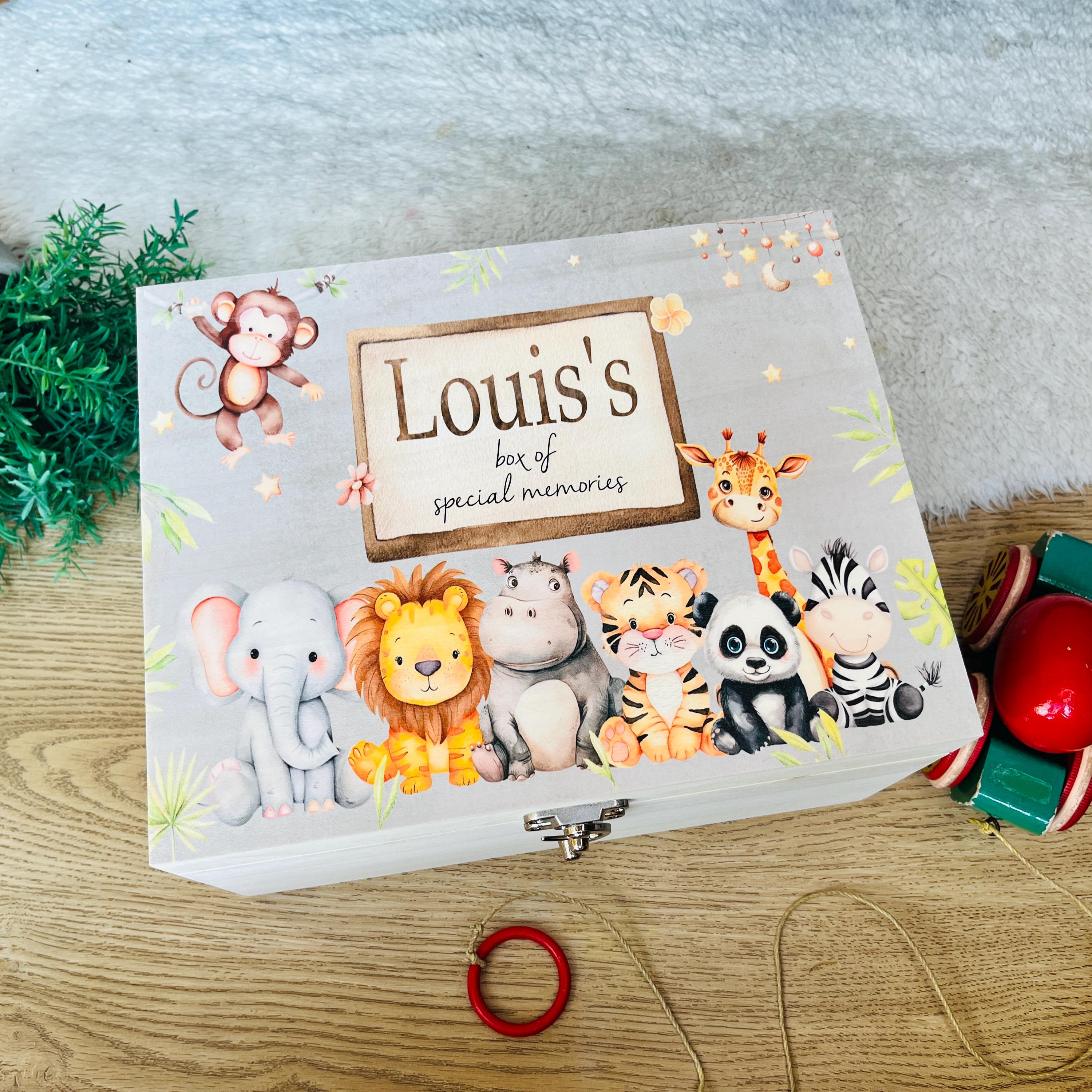 Personalised Animal Keepsake Box, Memory, Dinosaur, Balloon, Gift ...