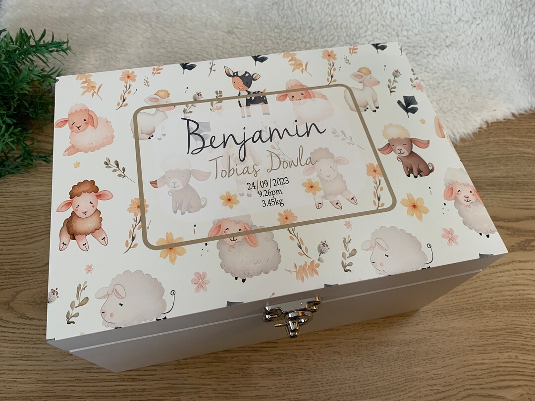 Luxury Personalised Farm Animal Keepsake Box, Memory Box, New Baby Gift ...