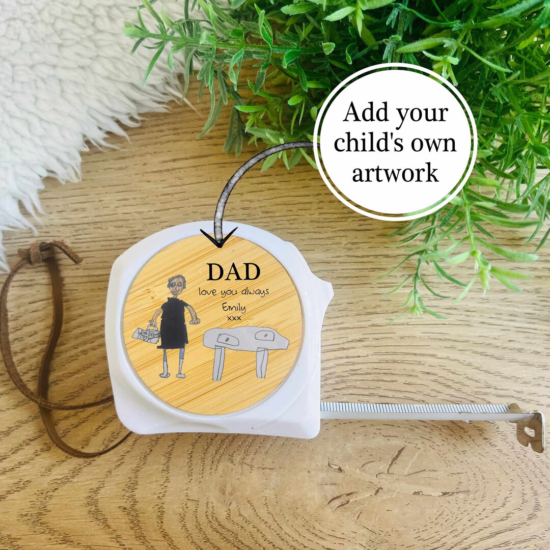 Personalised Eco Bamboo Tape Measure, Childs Own Artwork, Father's Day ...