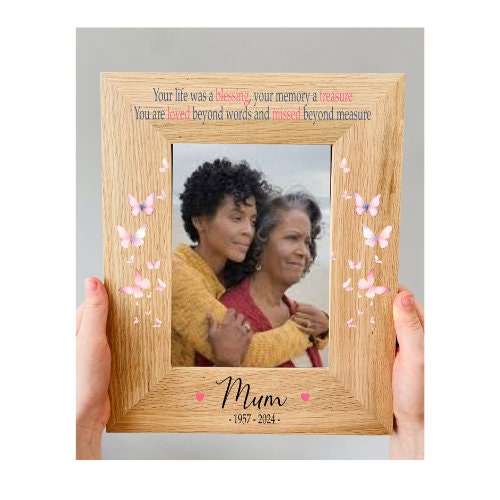 Solid Oak Personalised Memorial Photo Frame, in Memory Of, Grief Gift ...