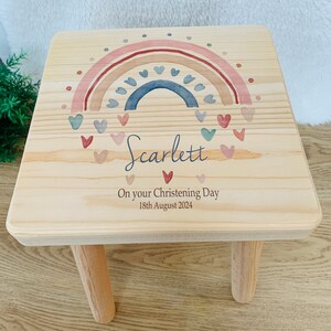 Kids Wooden Stool, Rainbow, Kids Chair, Personalised Kid Gift, Nursery ...