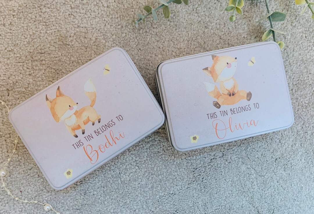Personalised Tin, Sweets, Treat Tin, Keepsake Tin, Keepsake Box, Fox ...