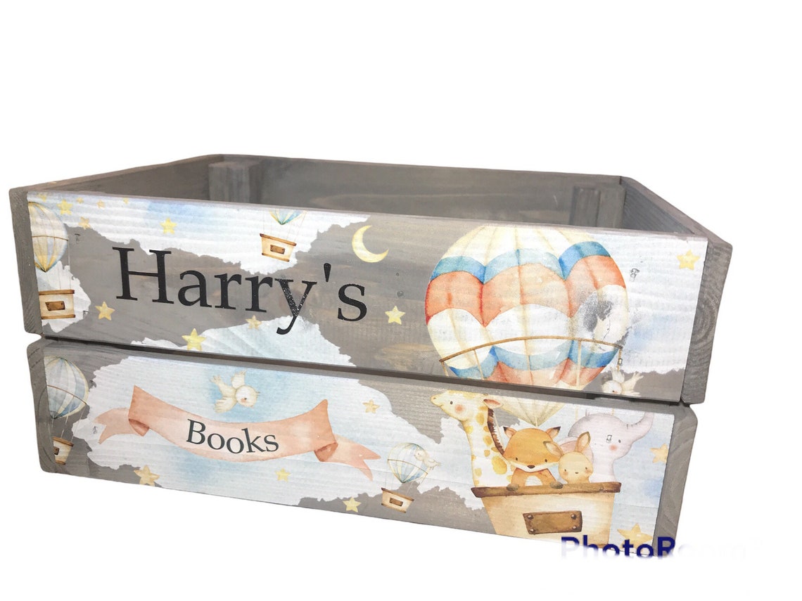 Personalised Wooden Book Crate Toy Crate Teddy Crate Baby - Etsy