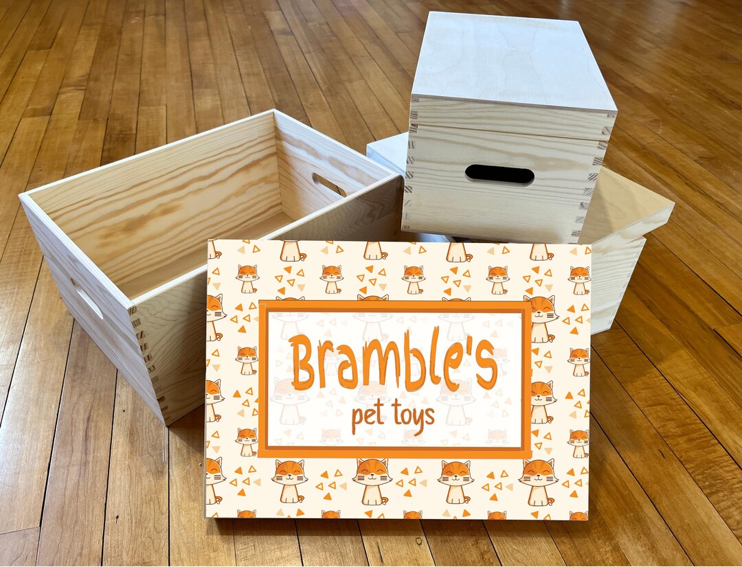 Cat Toy Box, Pet Box With Lift off Lid, Cat Crate, Pet Treats, Gift for ...