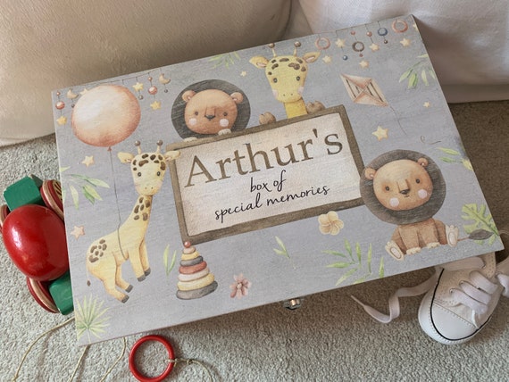 Personalised Wooden Keepsake Box Memory Box Safari - Etsy