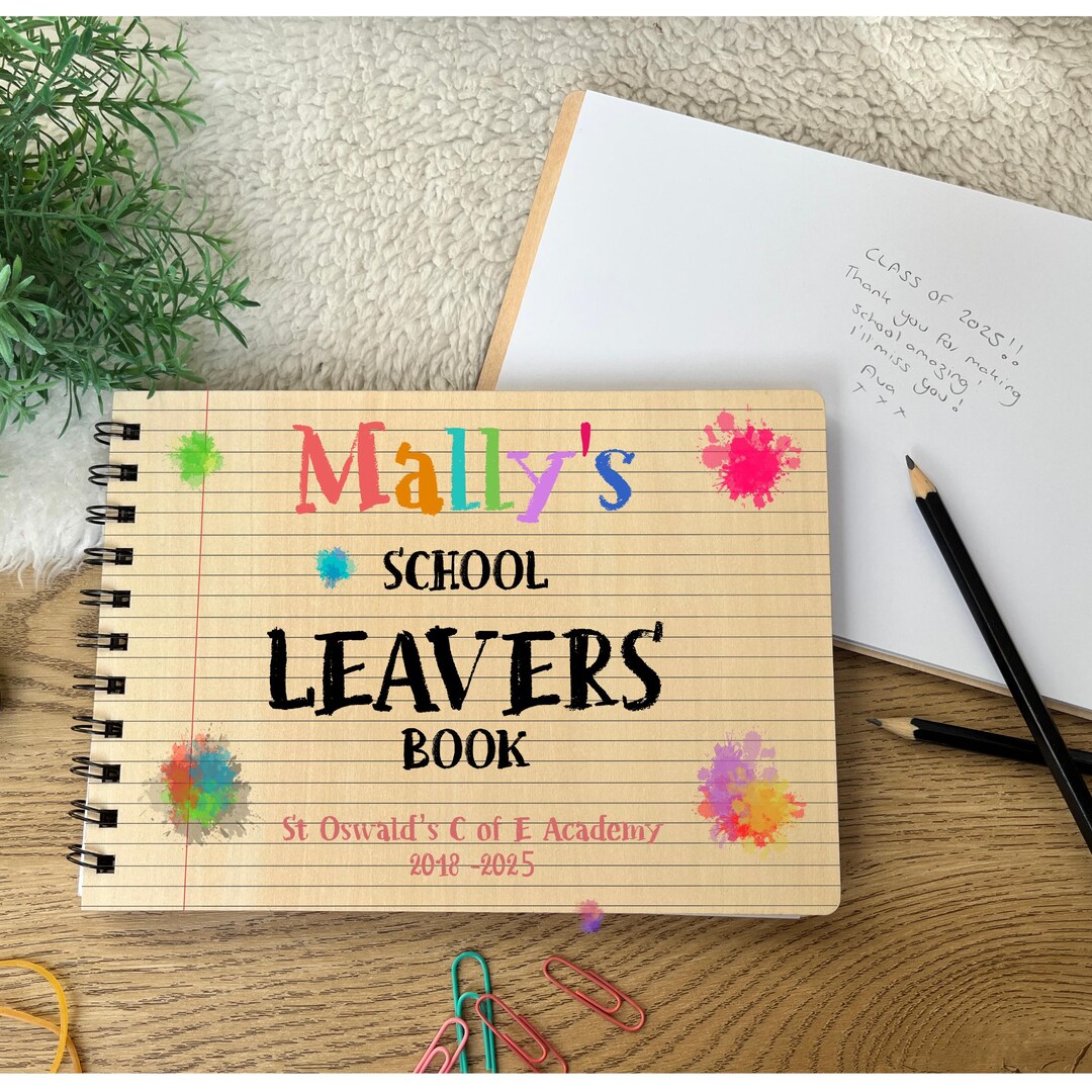 Luxury Wood School Leavers Book, Scrapbook, Message, End of School Gift ...