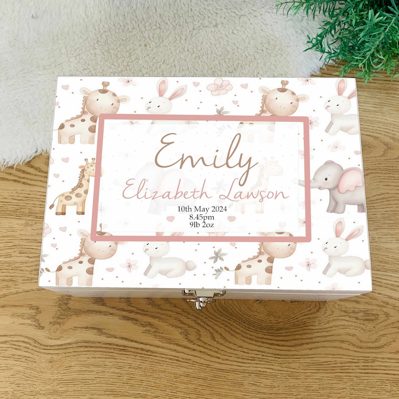 Luxury Personalised Animal Keepsake Box, Memory Box, New Baby Gift ...