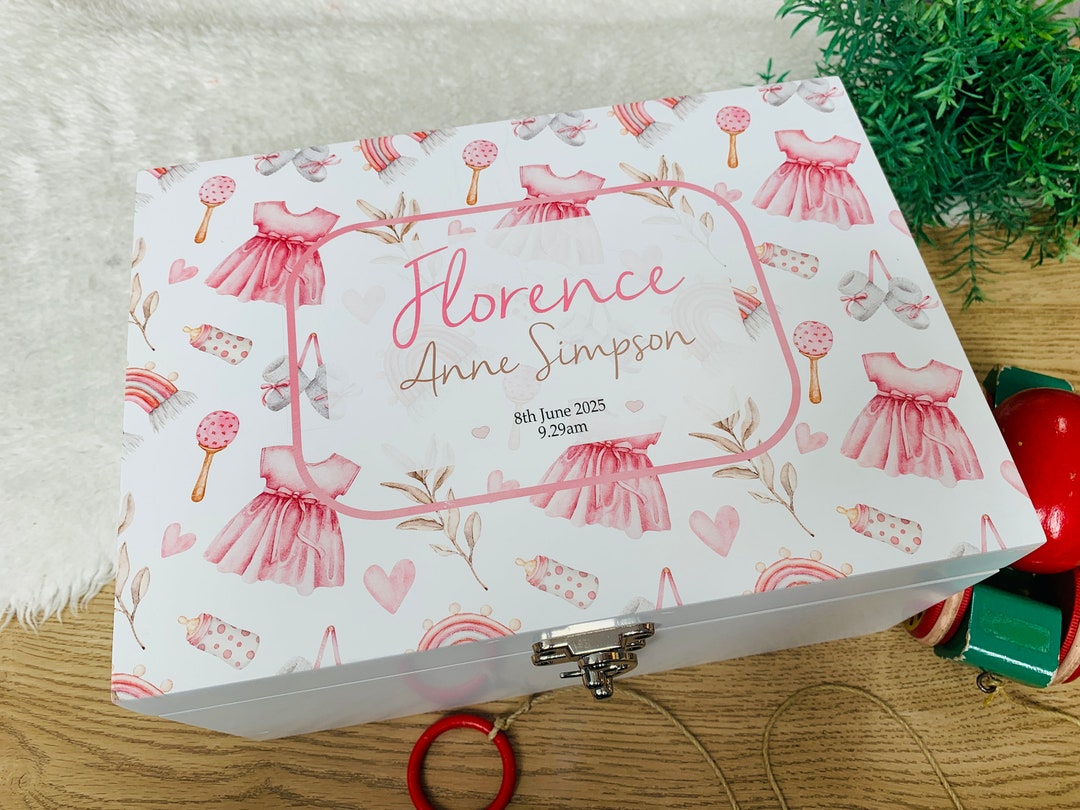 Little Baby Girl Memory Box, Personalised Keepsake Box, Christening ...
