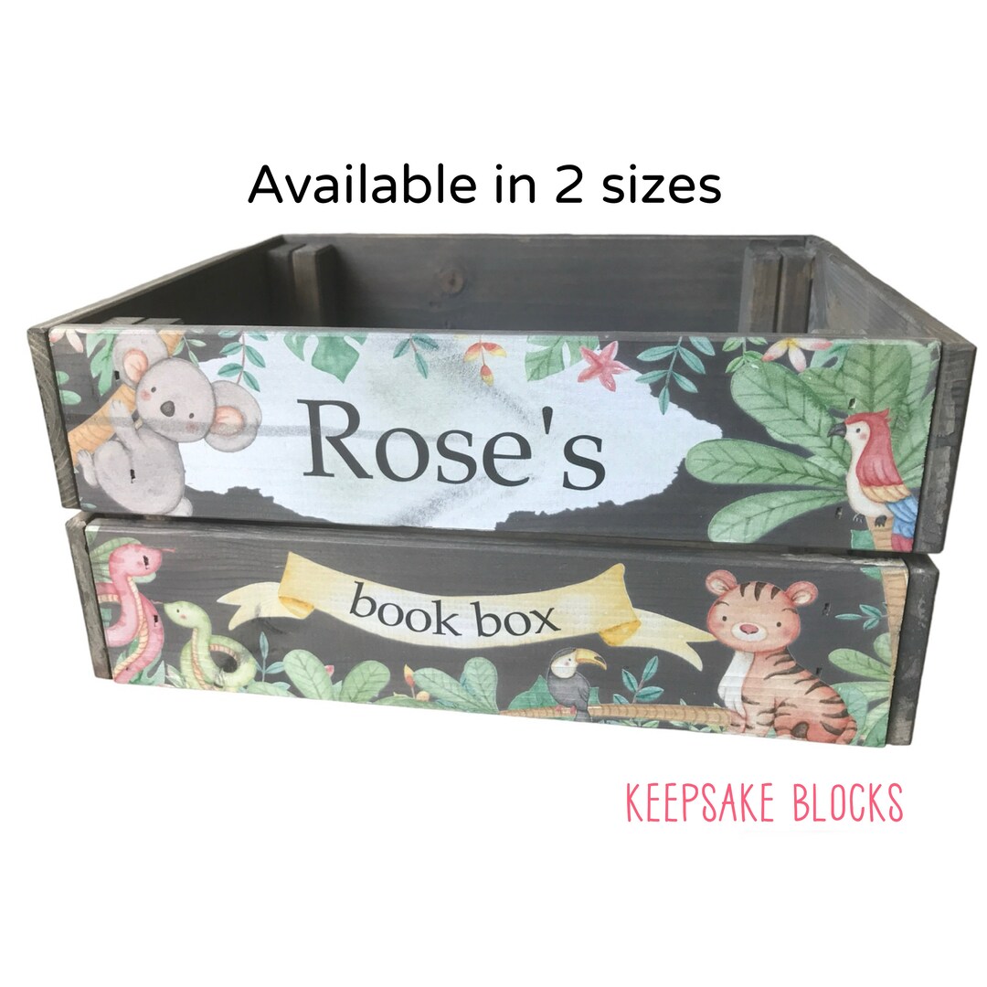Personalised Safari Book Crate, Toy, Teddy, Baby Gift, Kids ...
