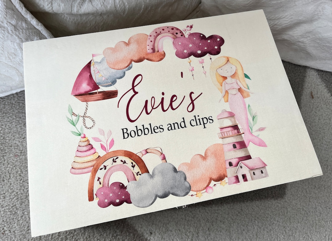 Personalised Wooden Hair Accessories Box, Hair Clips and Bows, Hair ...