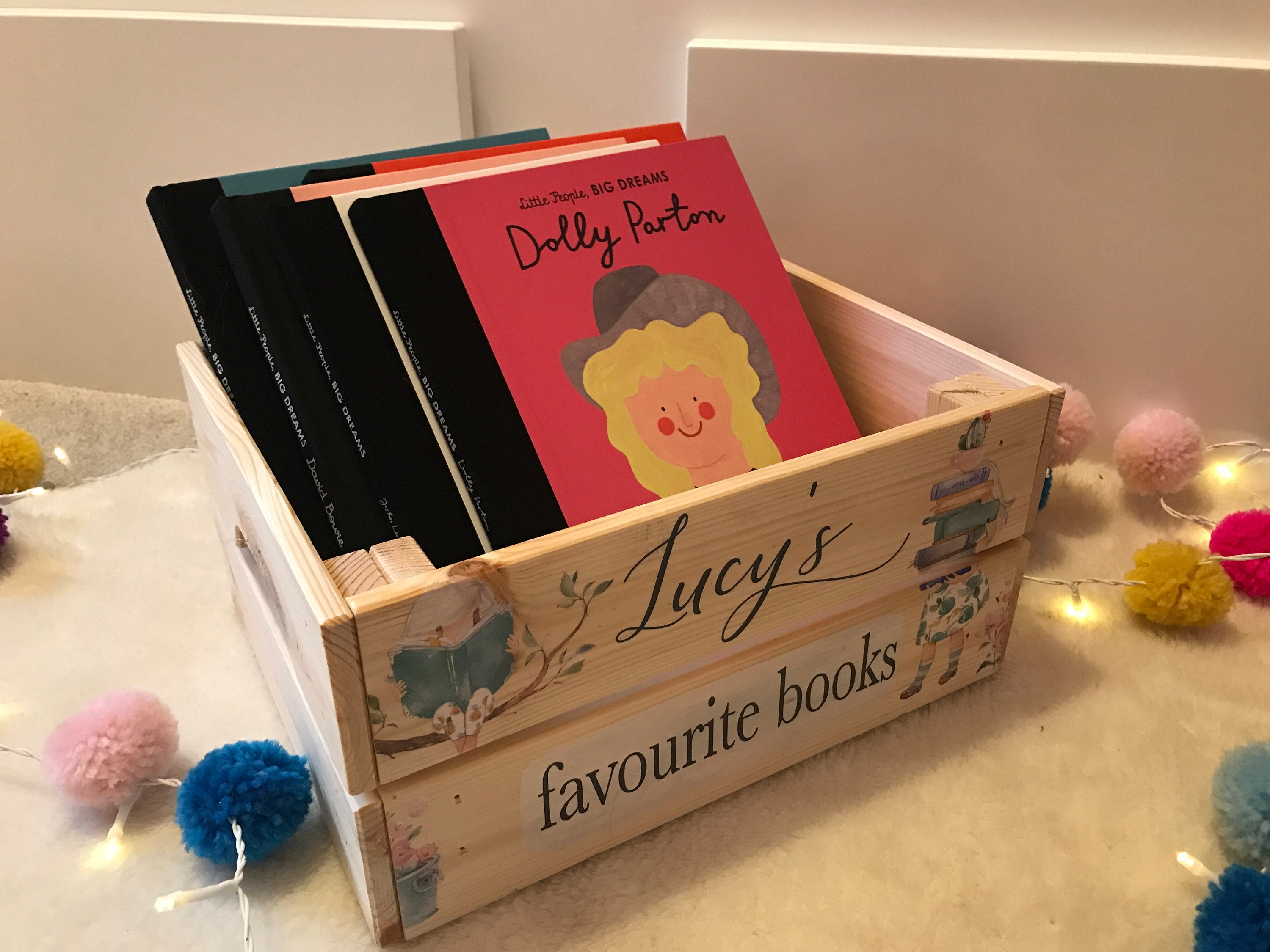 Personalised Wooden Book Crate Toy Crate Teddy Crate Baby | Etsy