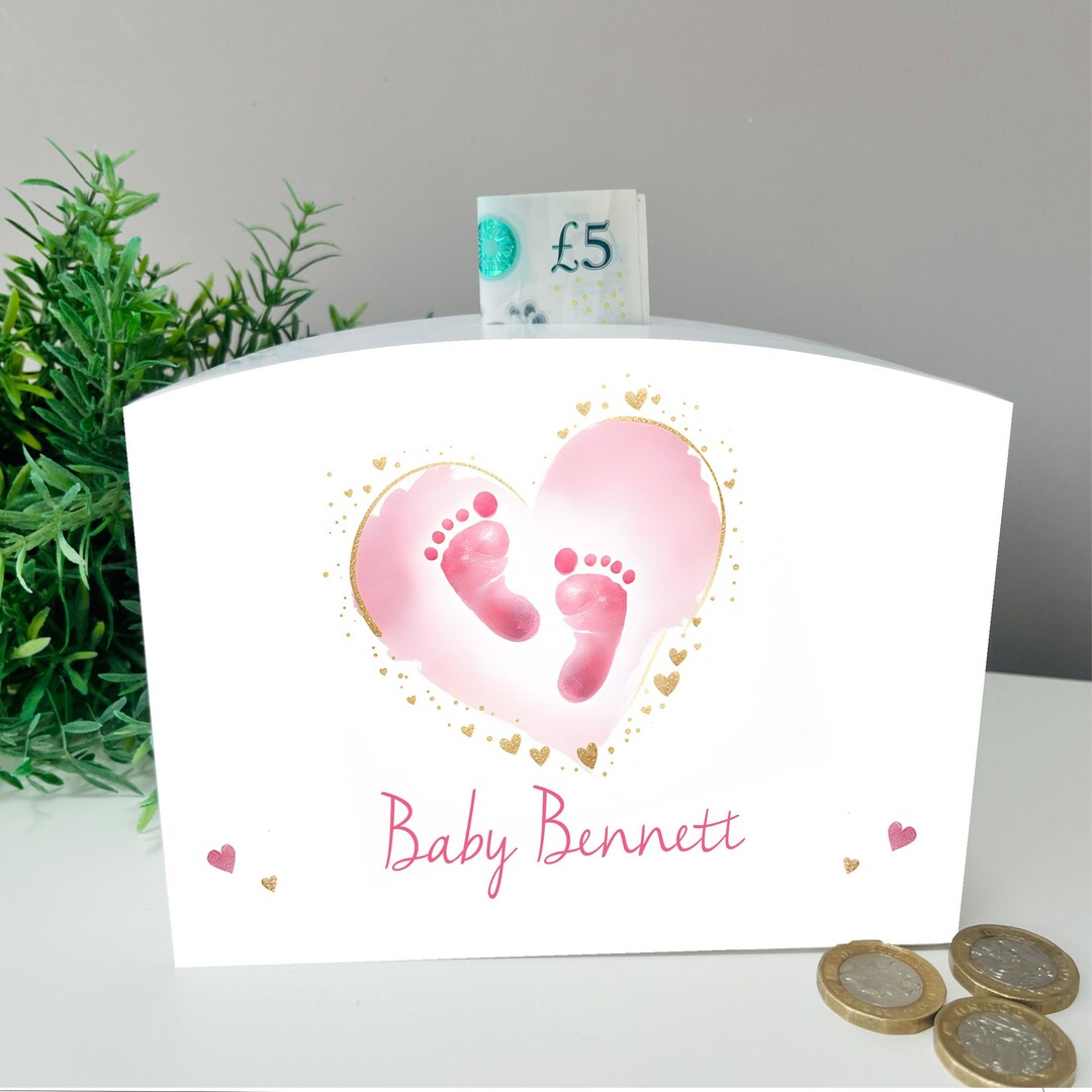 Personalised Baby Footprint Money Box, Money Bank, Holiday Gift, Older ...