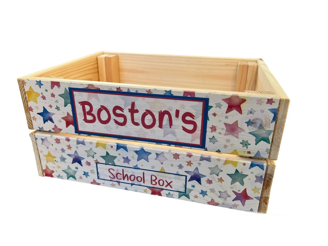 Personalised School Crate, Homework Box, Keepsake Crate, School Gift ...