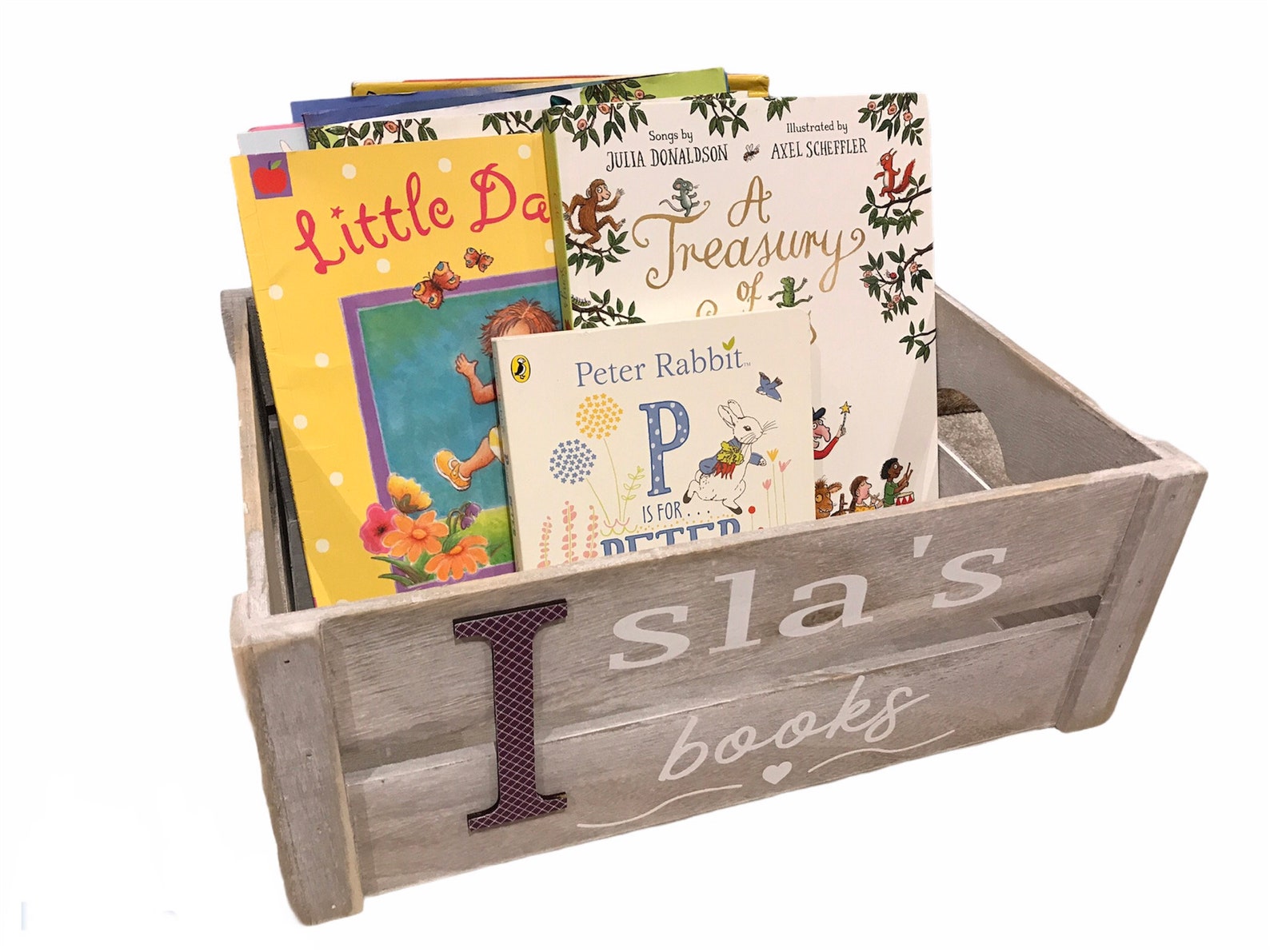 Large Personalised Wooden Letter Box / Crate Book Toy Teddy - Etsy UK