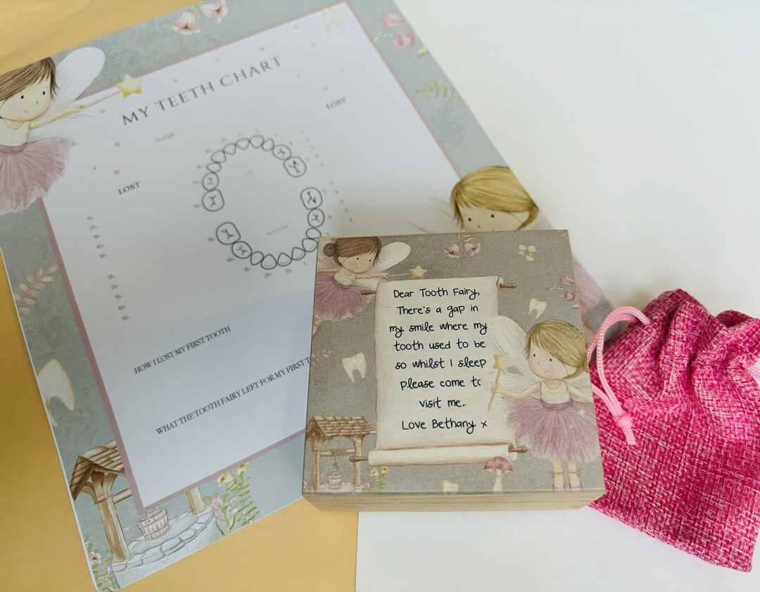 Personalised Tooth Fairy Box With Chart, Baby Tooth Trinket ...