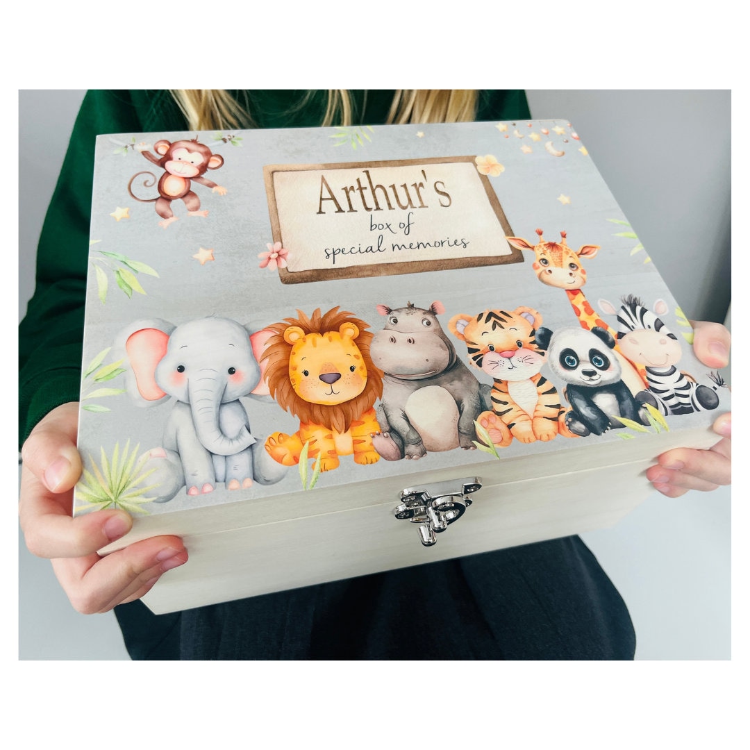 Personalised Animal Keepsake Box, Memory, Dinosaur, Balloon, Gift ...