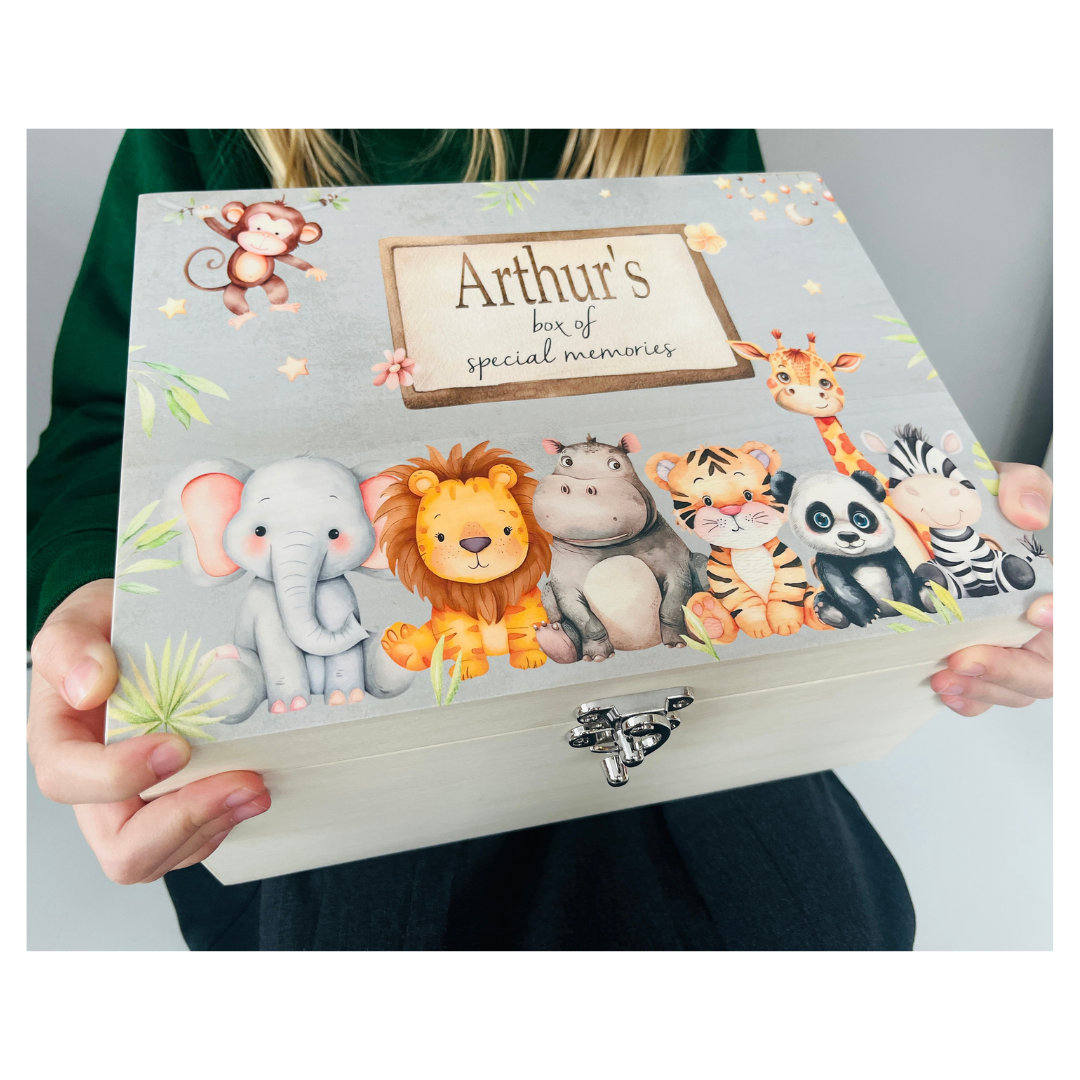 Personalised Animal Keepsake Box, Memory, Dinosaur, Balloon, Gift ...