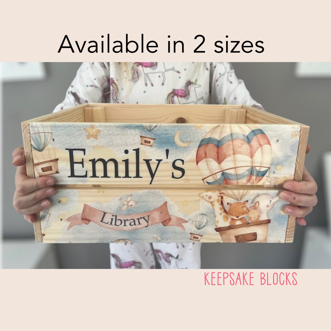 Personalised Wooden Book Crate, Toy Crate, Teddy Crate, Baby Gift, Kids ...