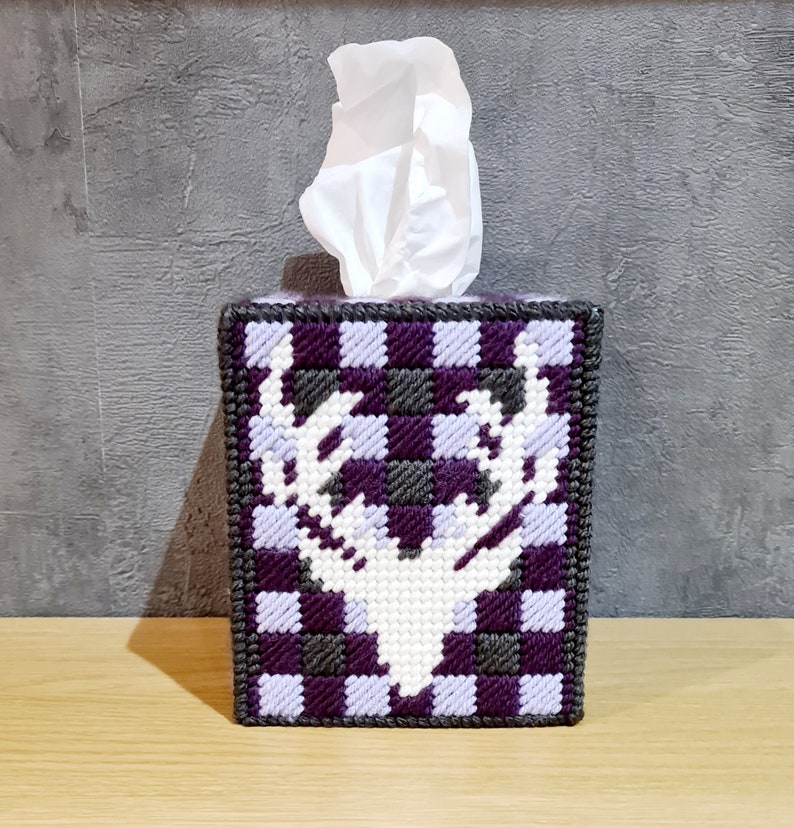 A Stag in Plaid (purple) - Tissuebox Cover - Etsy