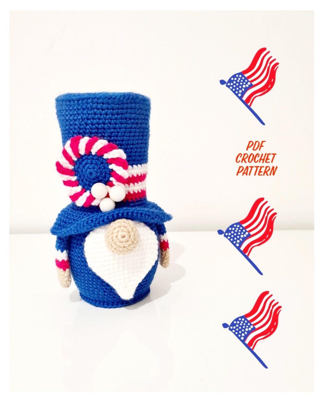 Independence Day Gnome - Crochet Pattern - Etsy