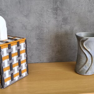 Basket Weave Tissuebox Cover - Grey/mustard - Etsy