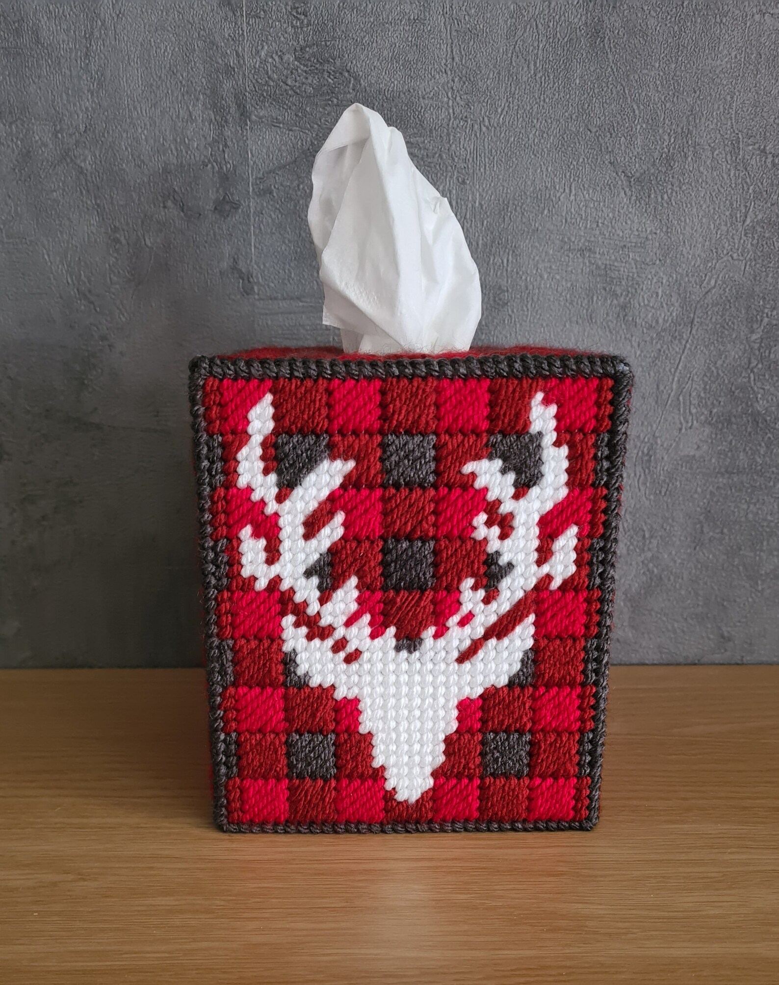 A Stag in Plaid (red) - Tissuebox Cover - Etsy