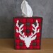 A Stag in Plaid (red) - Tissuebox Cover - Etsy
