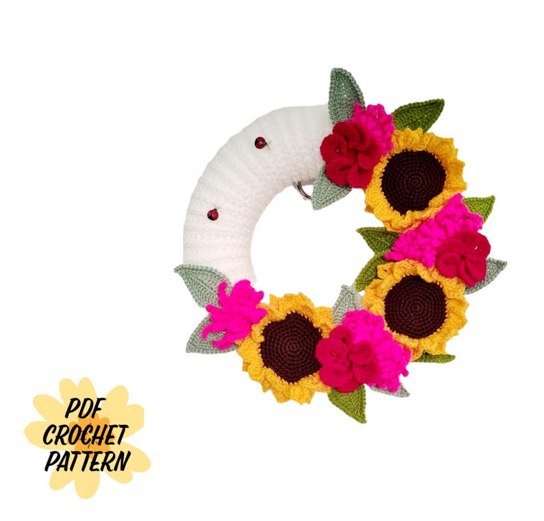 Crochet Spring Wreath Pattern - Sunflowers - Etsy