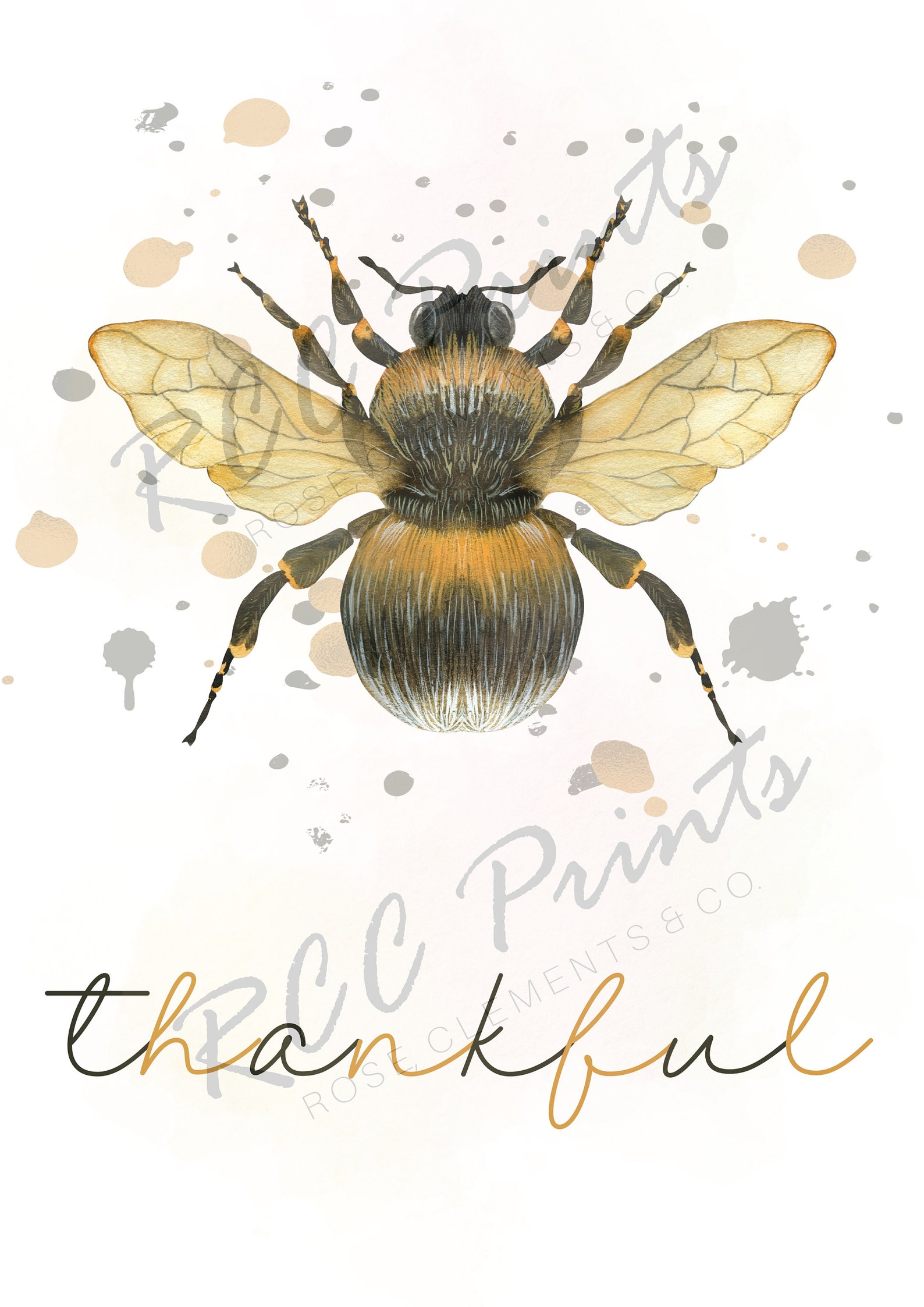 Bee Thankful Print | Bee Wall Art | Be Thankful | Print at Home ...