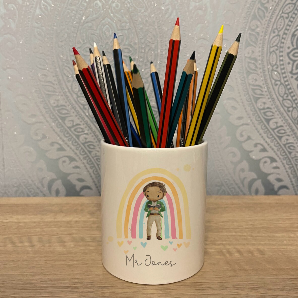 Personalised Pencil Pot Pen & Pencil Organiser Rainbow - Etsy UK