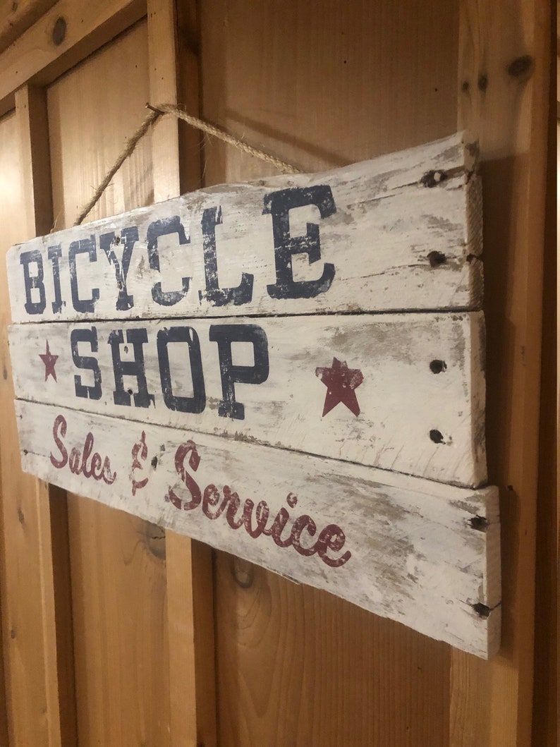Vintage Style Wooden Bicycle Shop Sign - Etsy