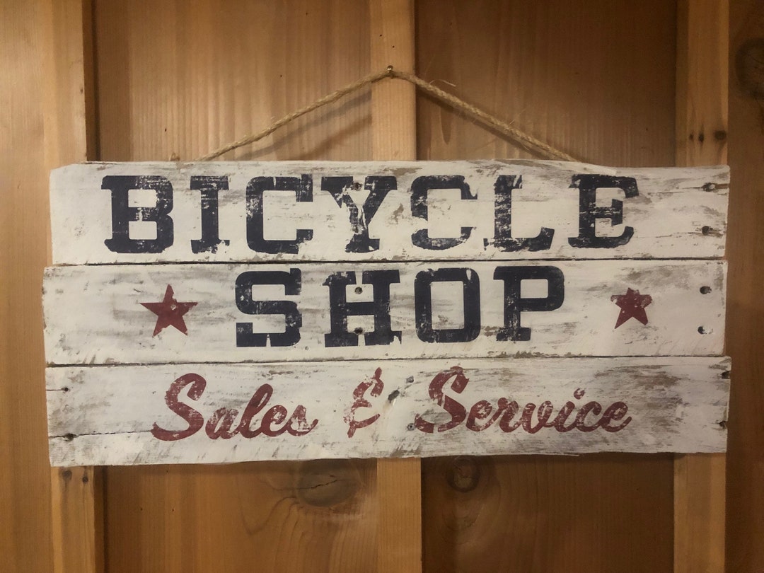 Vintage Style Wooden Bicycle Shop Sign - Etsy