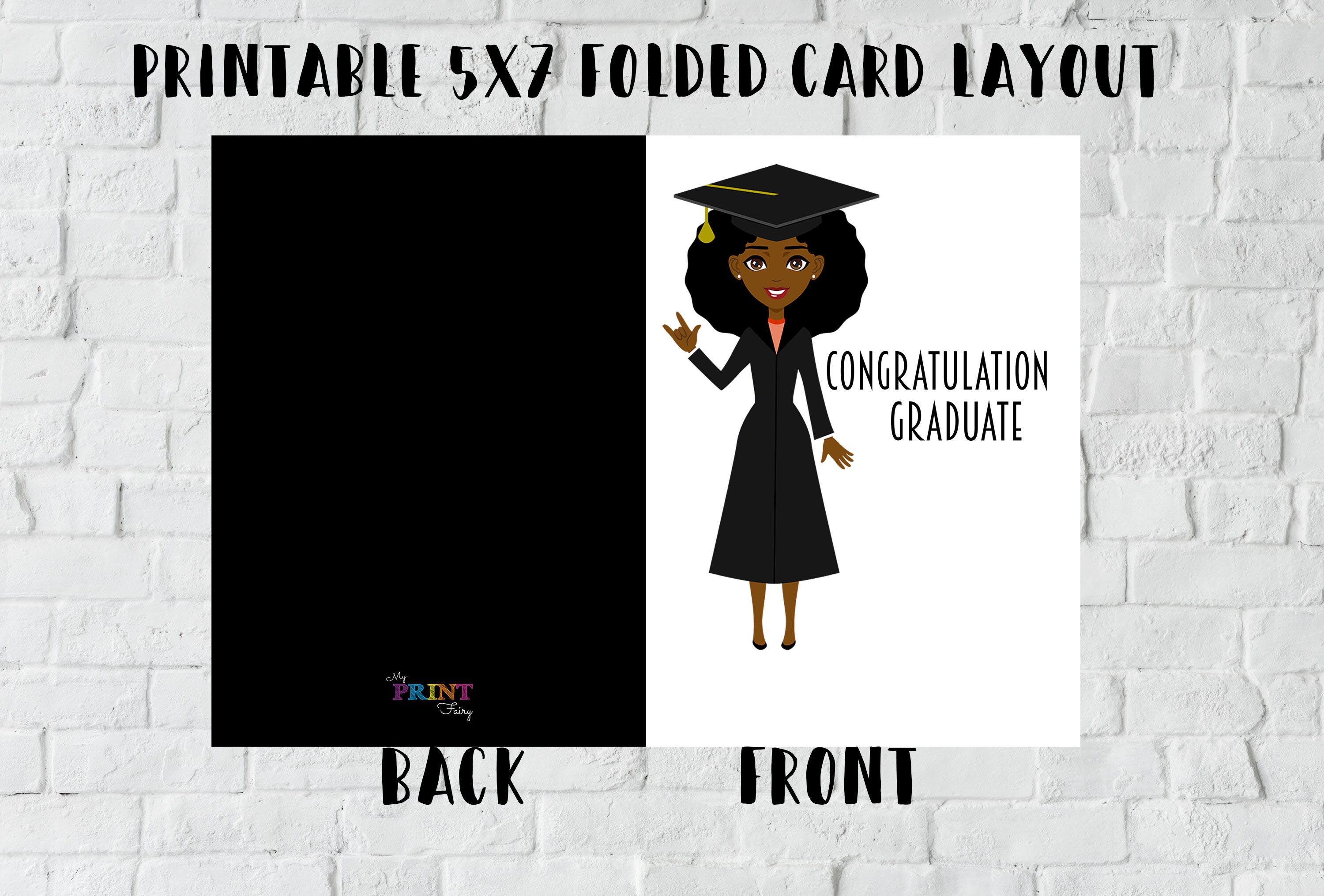 Printable Female Graduate Card. Instant Download Graduation Card. DIY ...