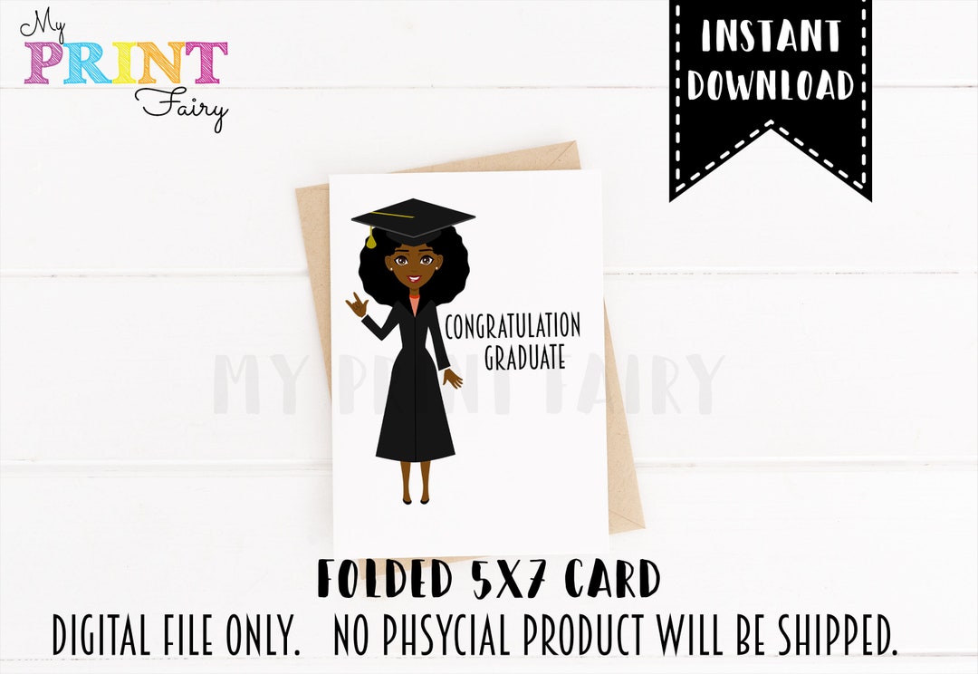 Printable Female Graduate Card. Instant Download Graduation Card. DIY ...