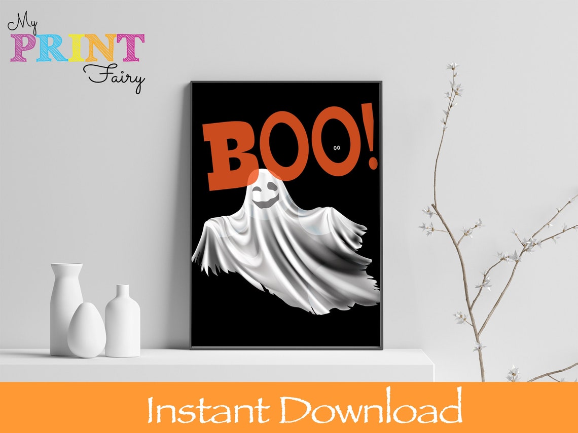Printable Halloween Boo Sign, Non Editable Halloween Boo Poster, Happy ...
