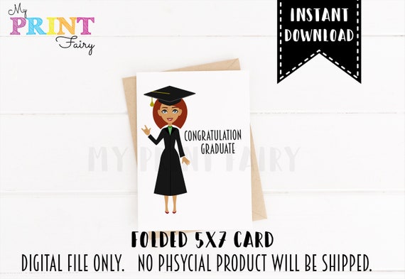 Printable Female Graduate Congrats Card. Download | Etsy