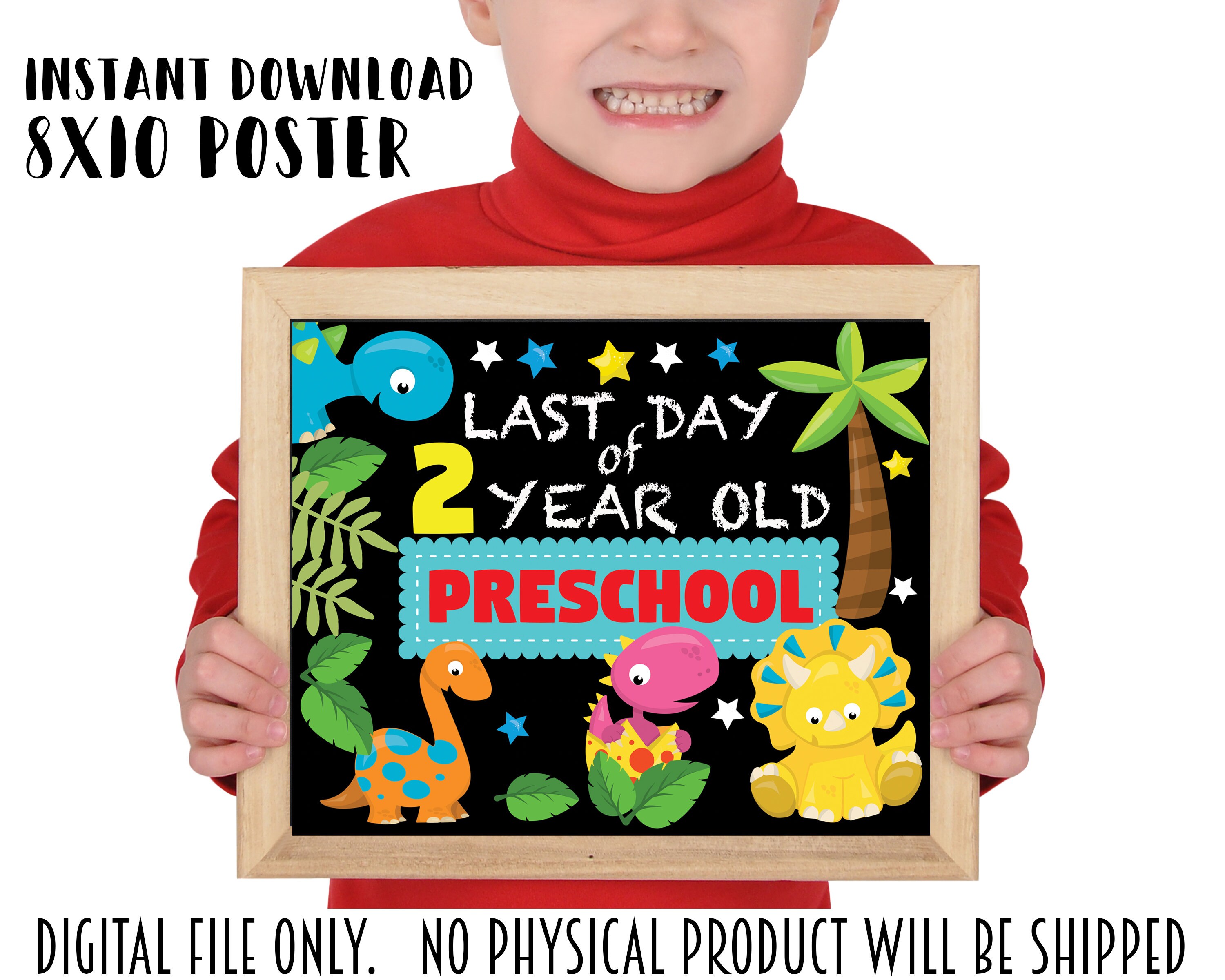 Last Day of Preschool Sign. Instant Download. Last Day of Dinosaurs ...
