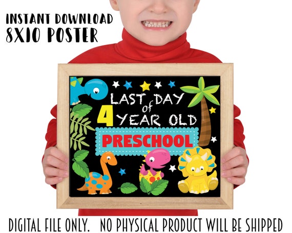Printable Last Day of 4 Year Preschool Sign. Last Day of | Etsy