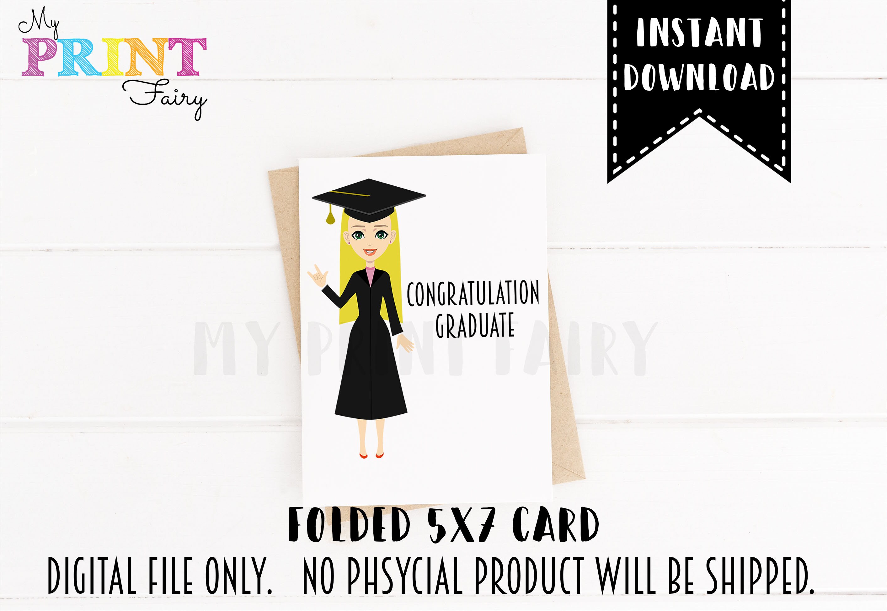 Instant Download Graduation Card Sign Language I Love You ASL ...