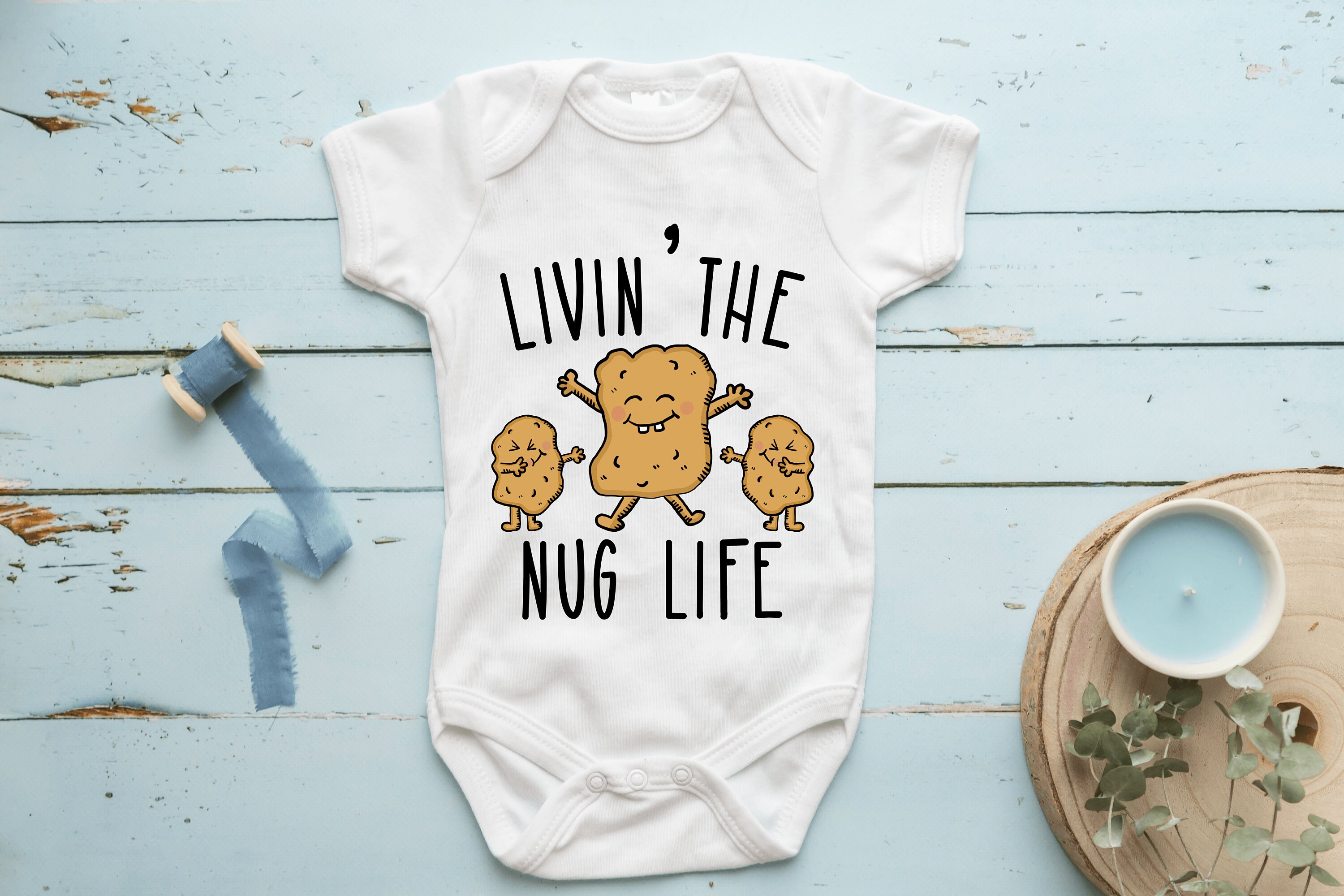 Chicken Nugget Baby Bodysuit Livin' the Nug Life Baby Grow Nugget Baby ...