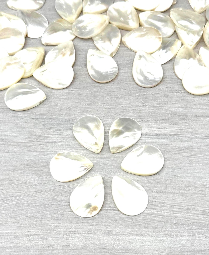 10 Iridescent White Mother of Pearl Shell Drop Beads: Jewelry DIY ...