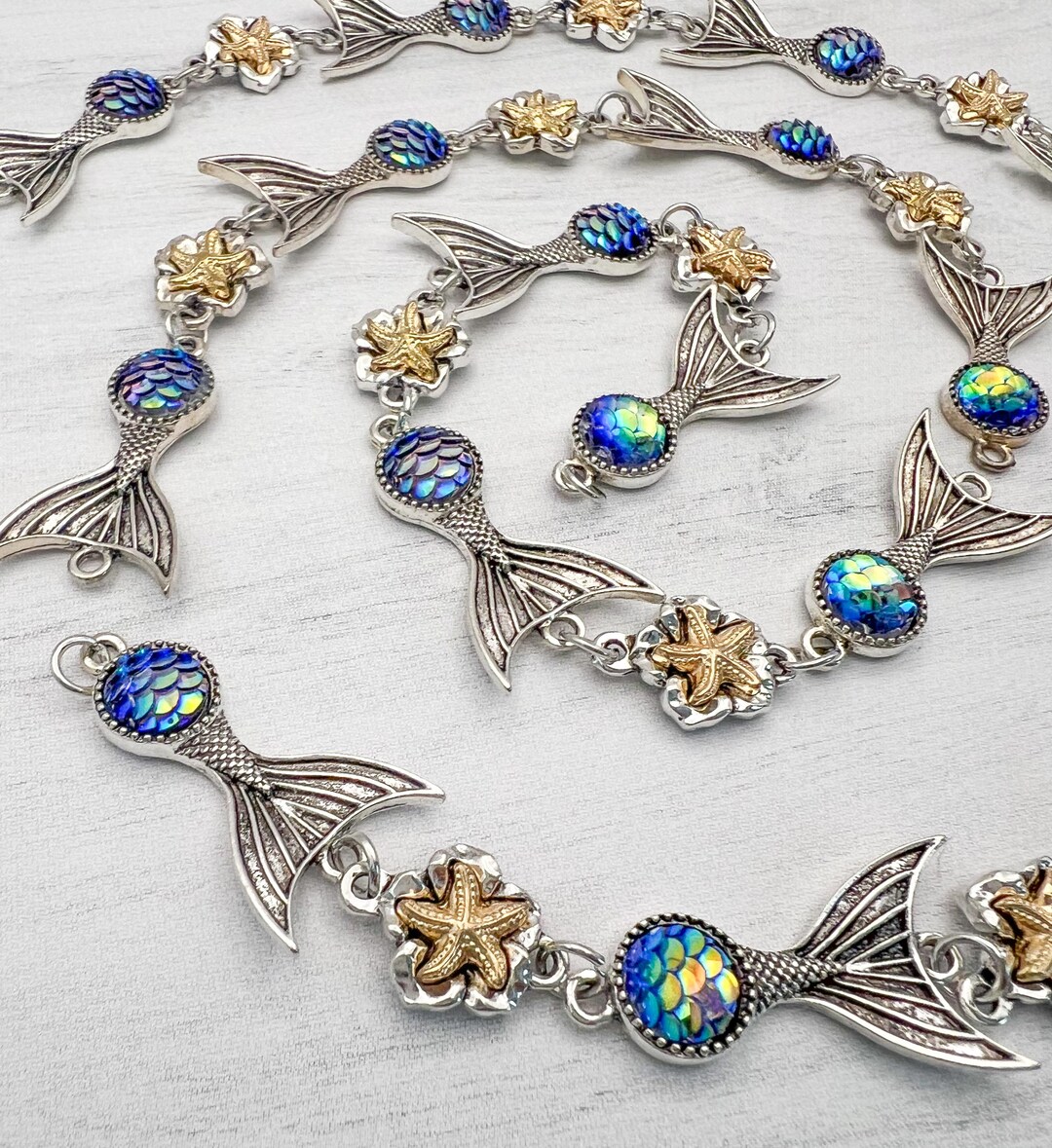 Iridescent Mermaid Tail Bead Charms: Jewelry Making Set - Etsy