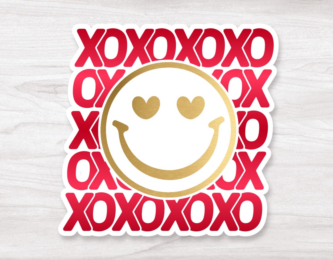 Gold Smiley Face Vinyl Sticker: Valentine's Day XOXO Decor - Etsy