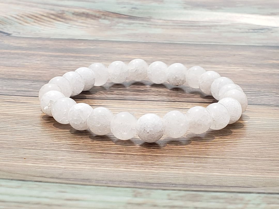 White Agate Bracelet 8mm | White King Gemstone Bracelet | Healing ...