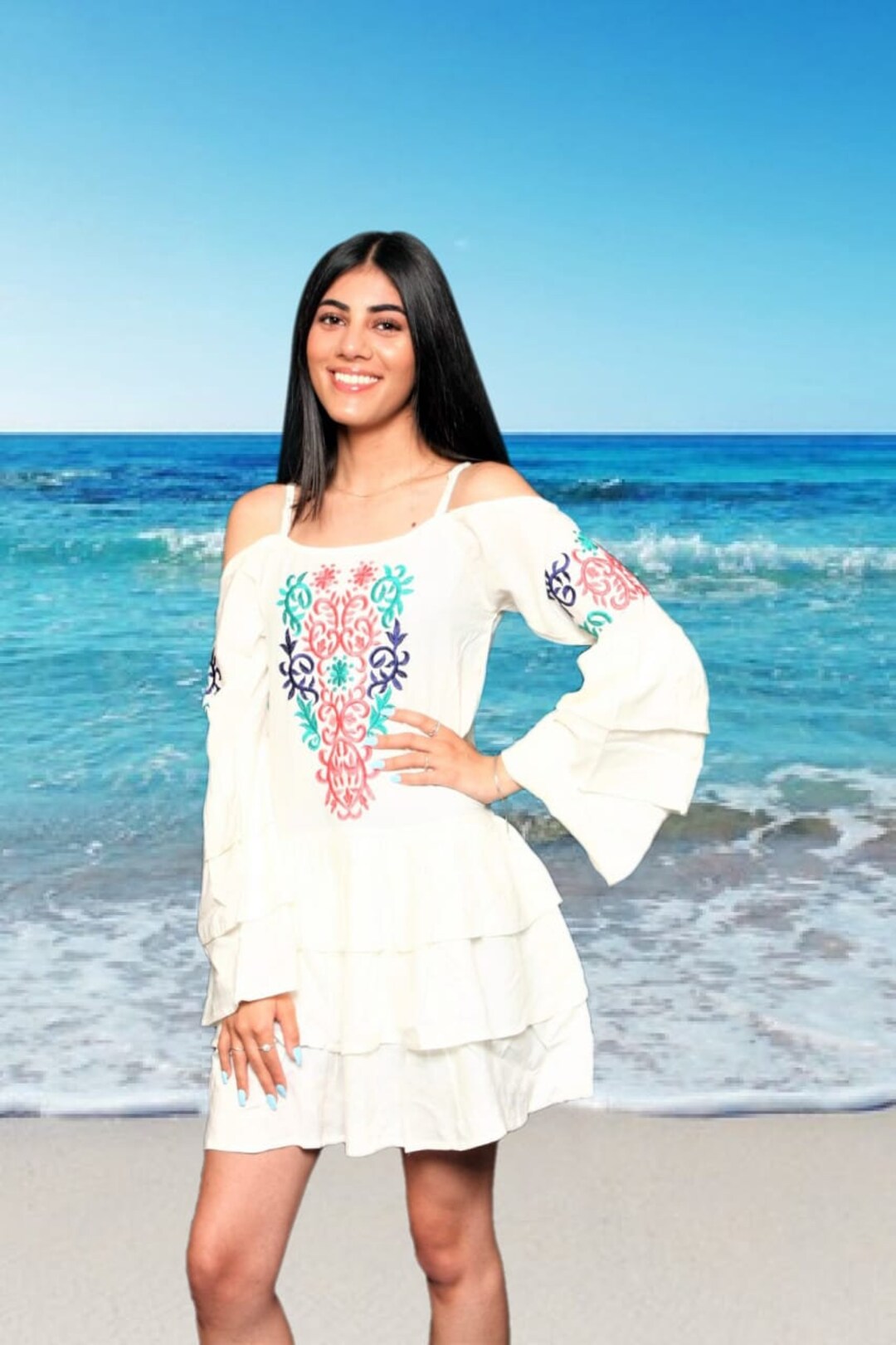 Boho Dress Bliss Creation Dress Short Frill Dress/embroidered Short ...