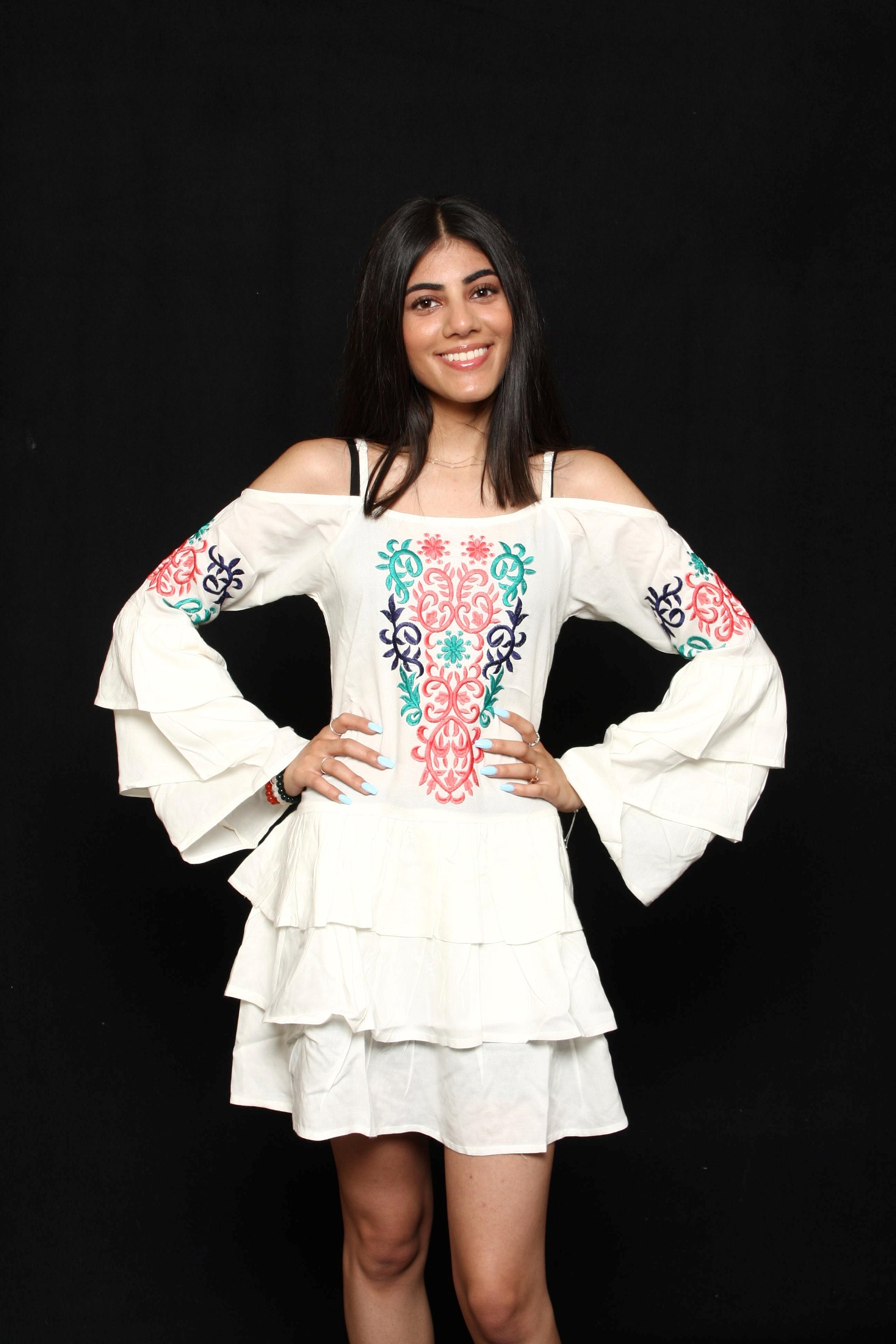 Boho Dress Bliss Creation Dress Short Frill Dress/embroidered - Etsy