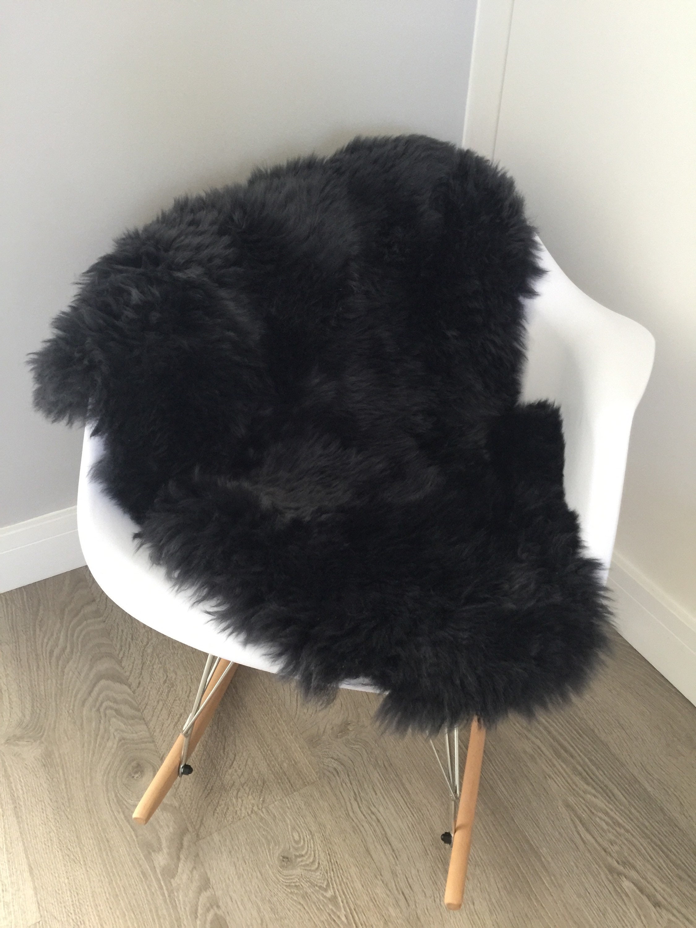 Ethically Crafted Sheepskin Rug in Black - Etsy