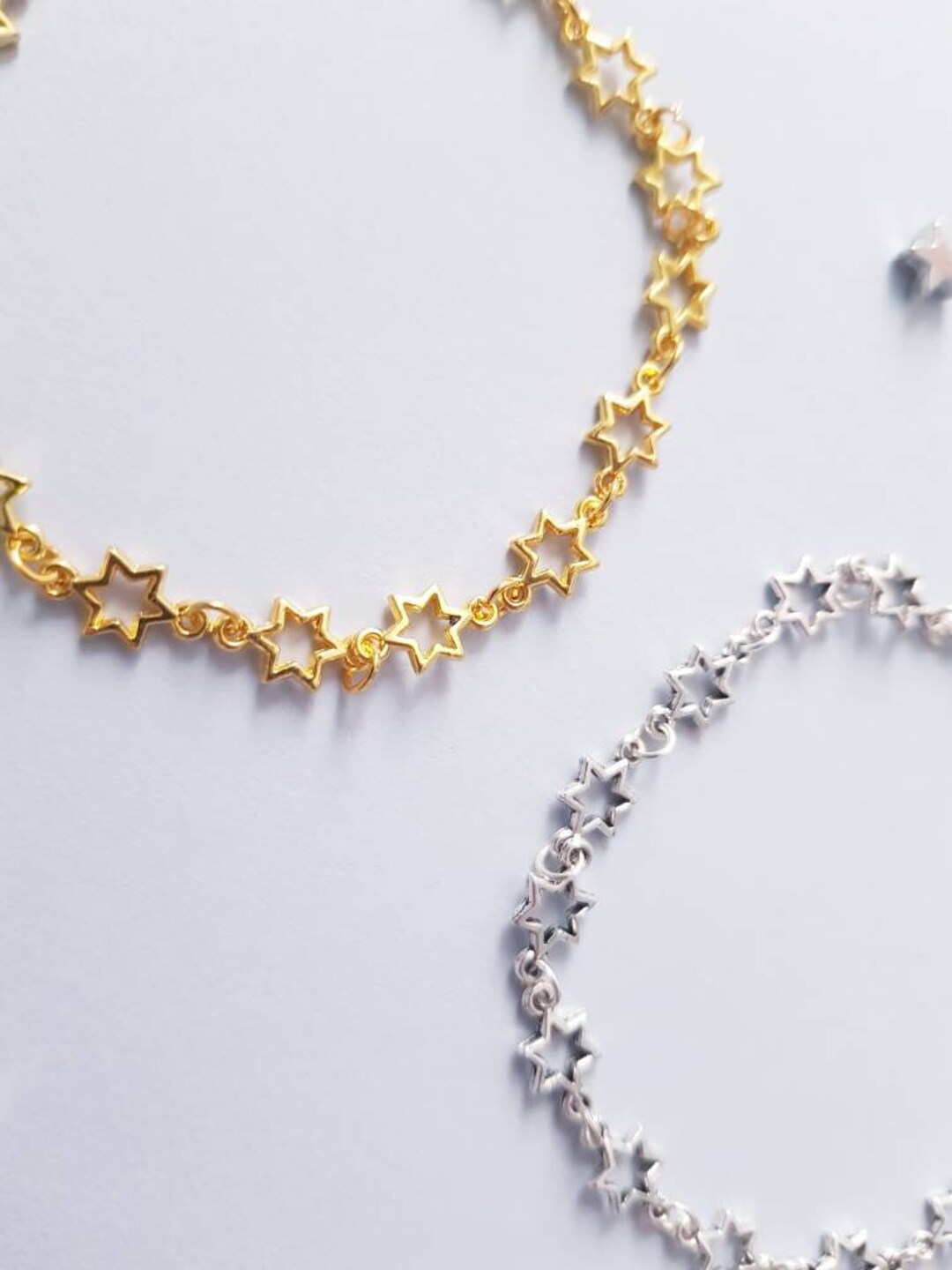 Twinkle Star Bracelet Cute Delicate Silver or Gold Tone W Extender Chain Kawaii Gift Anklet UK ...